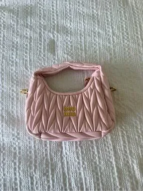 Miu Miu | Bags | Miu Miu Pale Pink Matelass Tophandle Mini Bag With ...